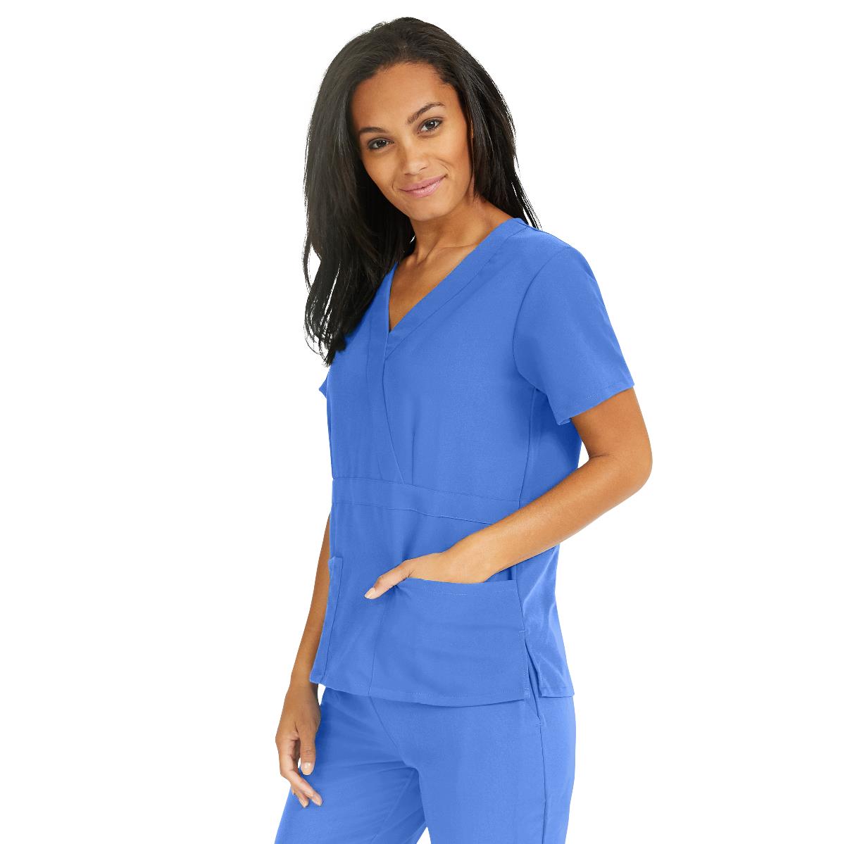 Park AVE Women's Stretch Mock-Wrap Scrub Tops with Pockets | Medline