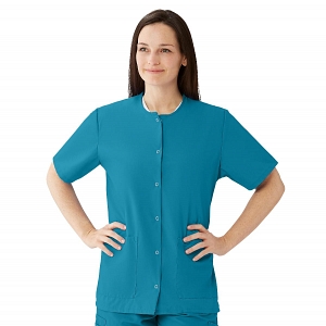 Medline Women's Snap-Front Jewel-Neckline Scrub Tops | Medline ...