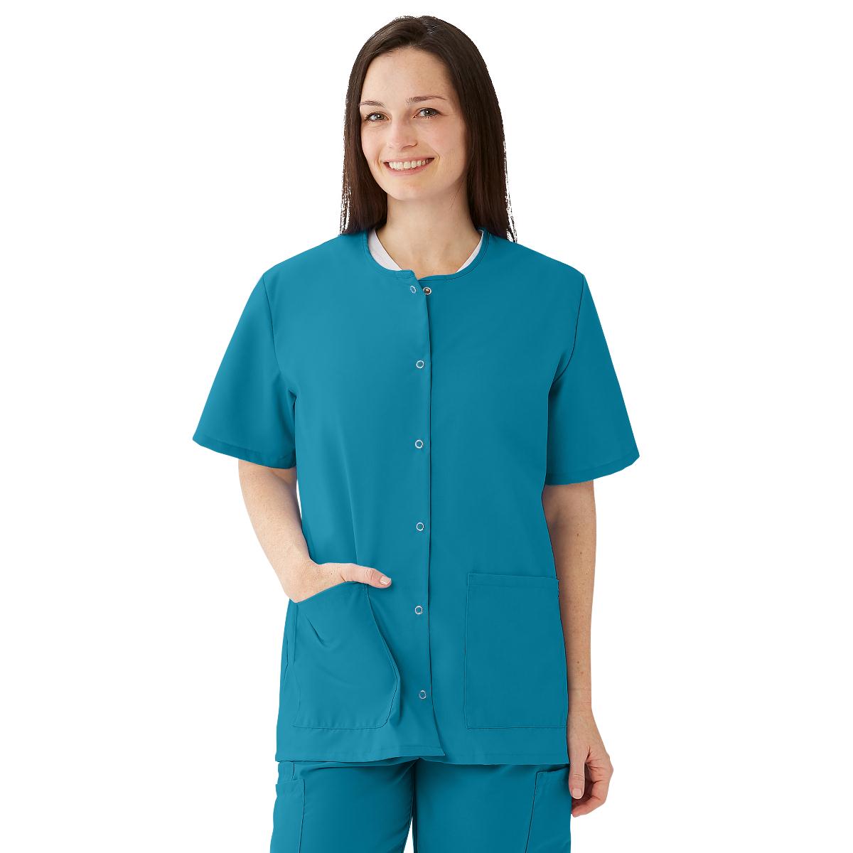 Medline Women's Snap-Front Jewel-Neckline Scrub Tops | Medline