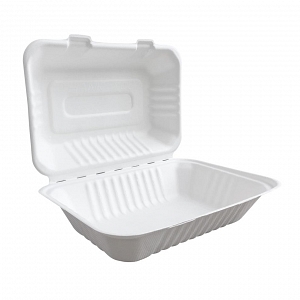 Compostable Bagasse Hinged Clamshell Containers | Medline Industries, Inc.