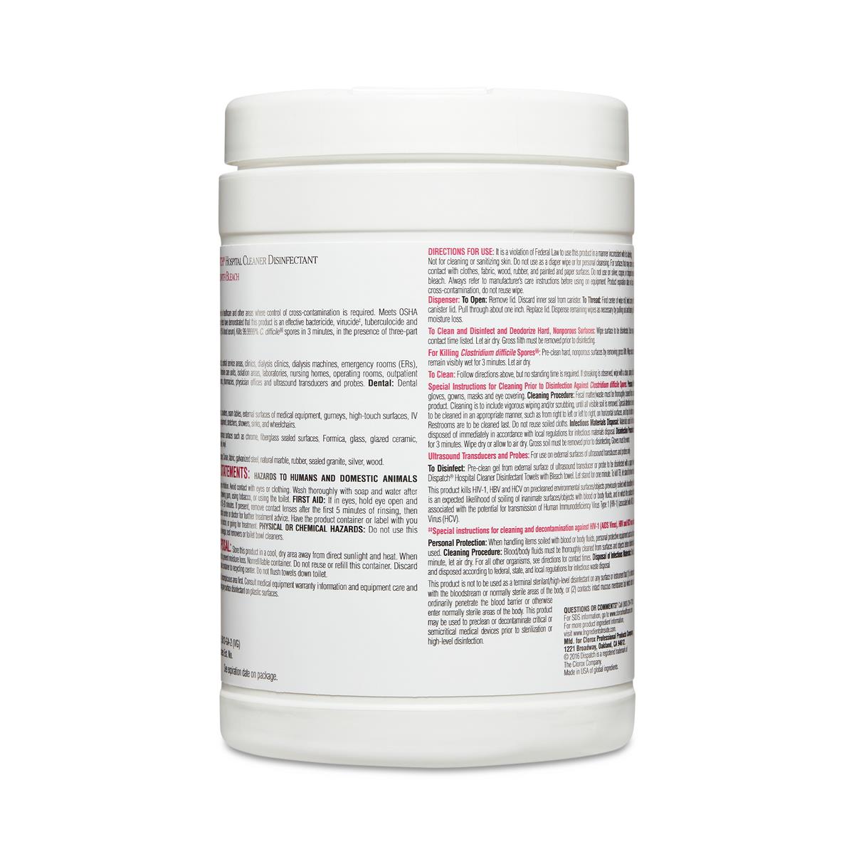 Dispatch® Hospital Cleaner Disinfectant Towels with Bleach | Medline