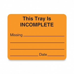 This Tray Is Incomplete Label | Medline Industries, Inc.