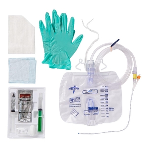 100% Silicone 2-Layer Foley Catheter Tray with Drain Bag | Medline ...