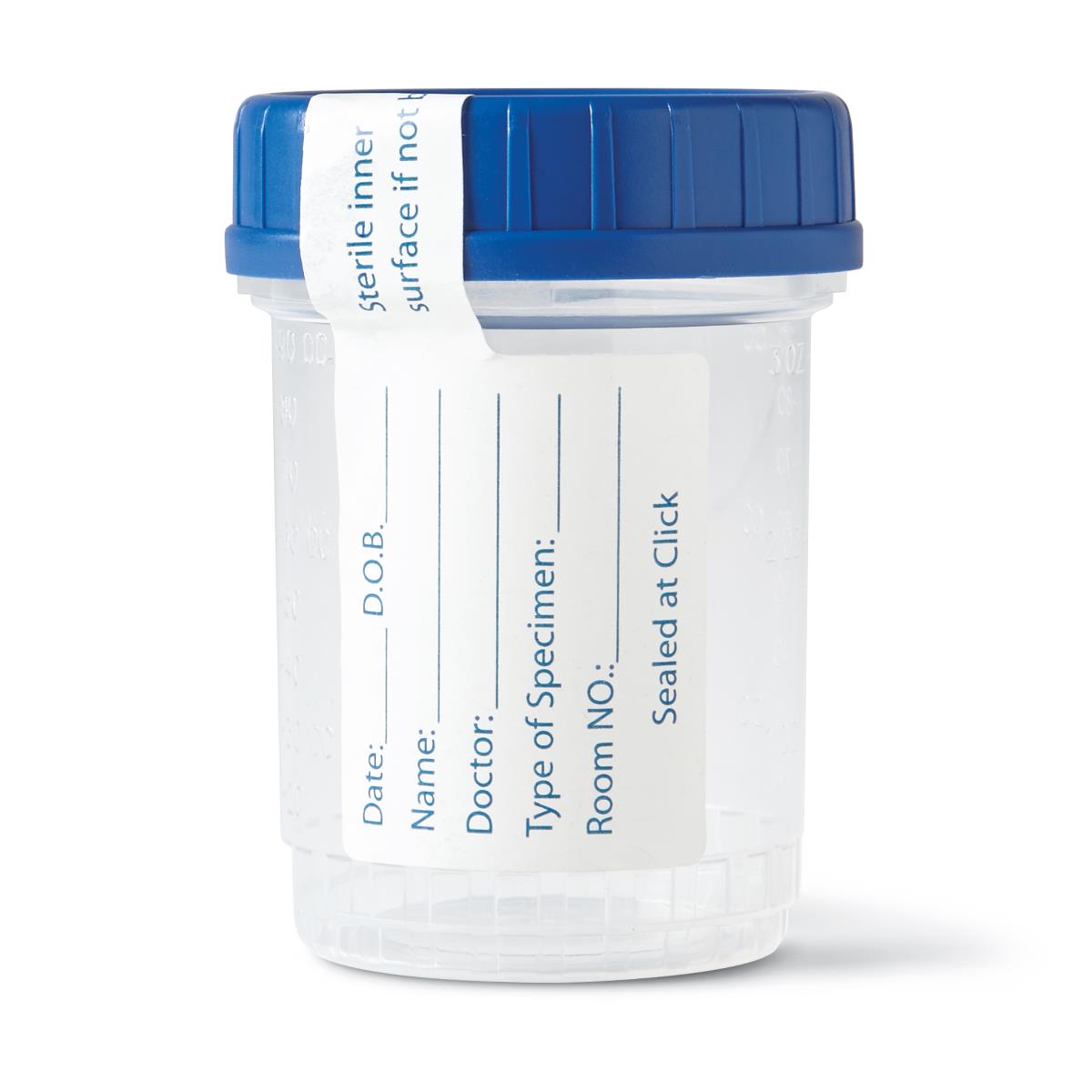 Click-N-Close Pneumatic Tube Specimen Containers with Blue Lid | Medline