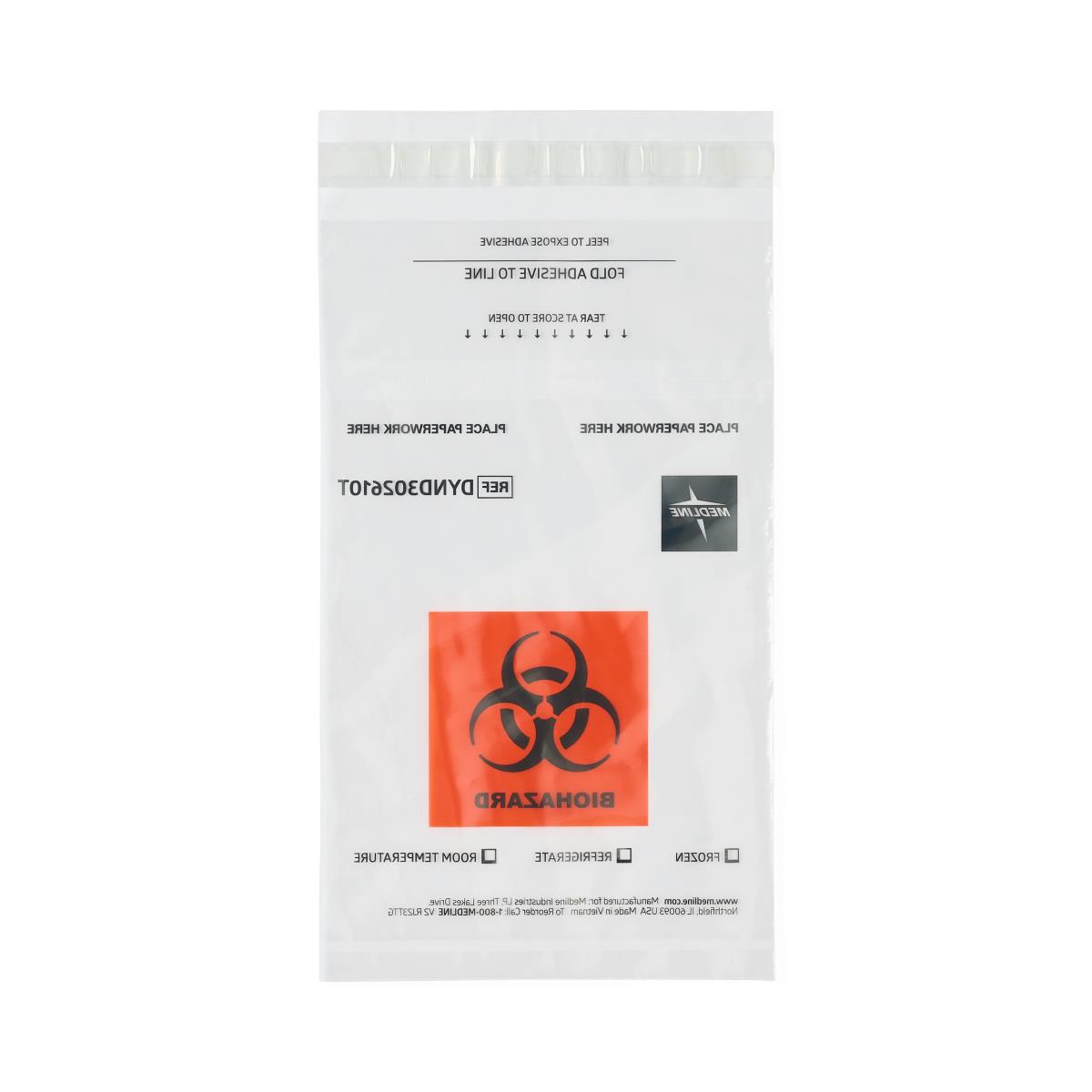 Adhesive-Closure Biohazard Bags | Medline