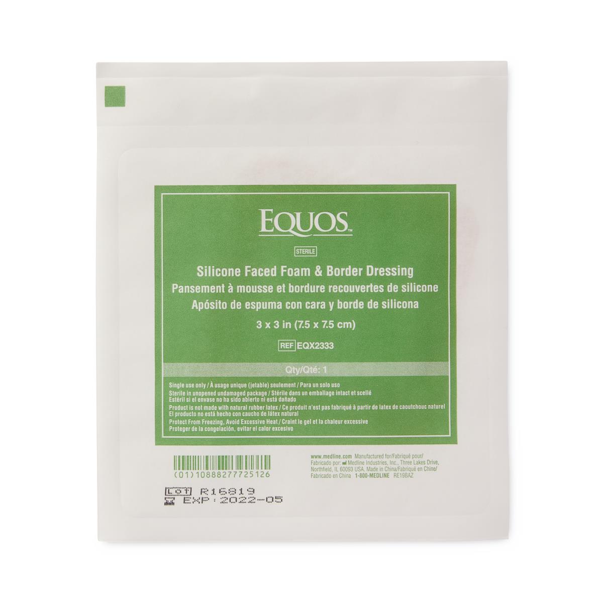 EQUOS 5-Layer Square Foam Wound Dressings with Silicone Adhesive | Medline