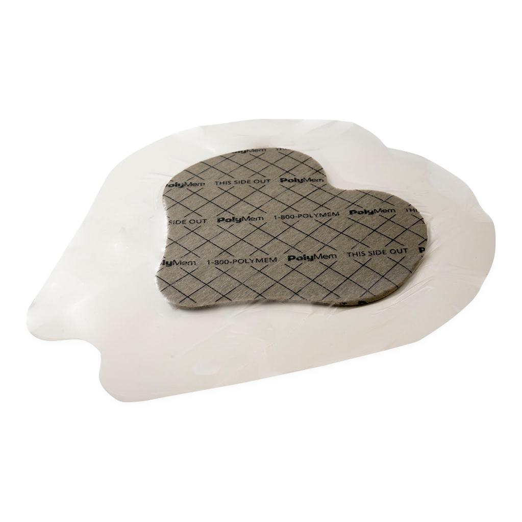 Shapes by PolyMem Silver Foam Sacrum Dressings with Film Adhesive | Medline