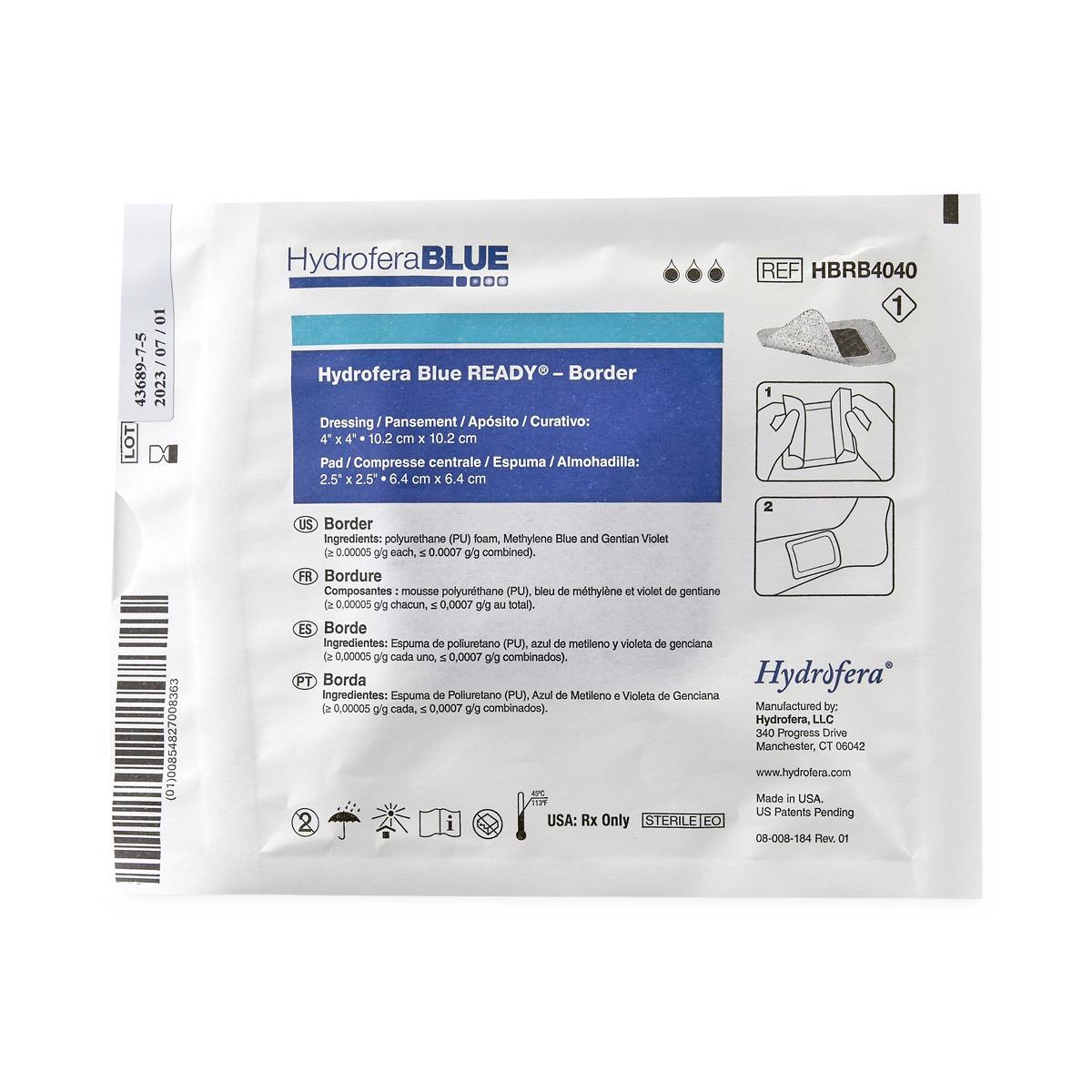 Hydrofera Blue READY-Border Antibacterial Foam Dressings | Medline