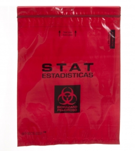 Red Reclosable Bags with STAT and Biohazard Warning | Medline