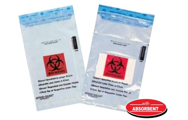 Clear 3 Wall Double Pocket Biohazard Bag | Medline