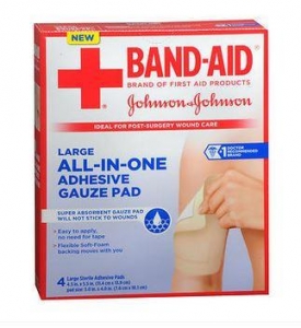 Band-Aid All-In-One Adhesive Gauze Pads | Medline Industries, Inc.