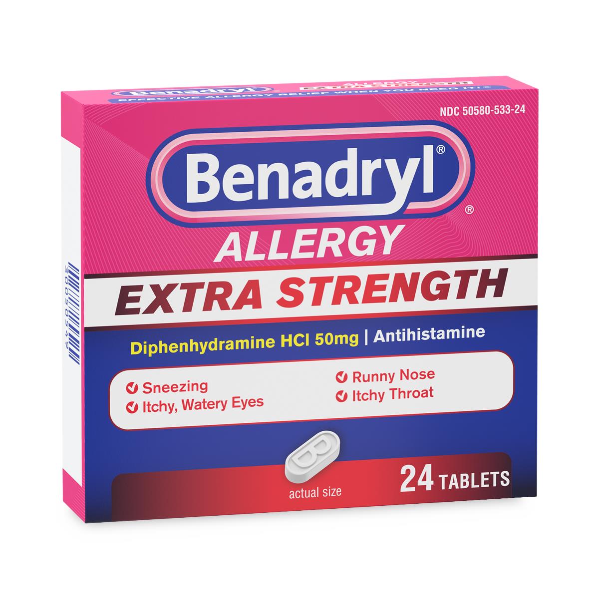 Benadryl Extra Strength Allergy Tablets Medline