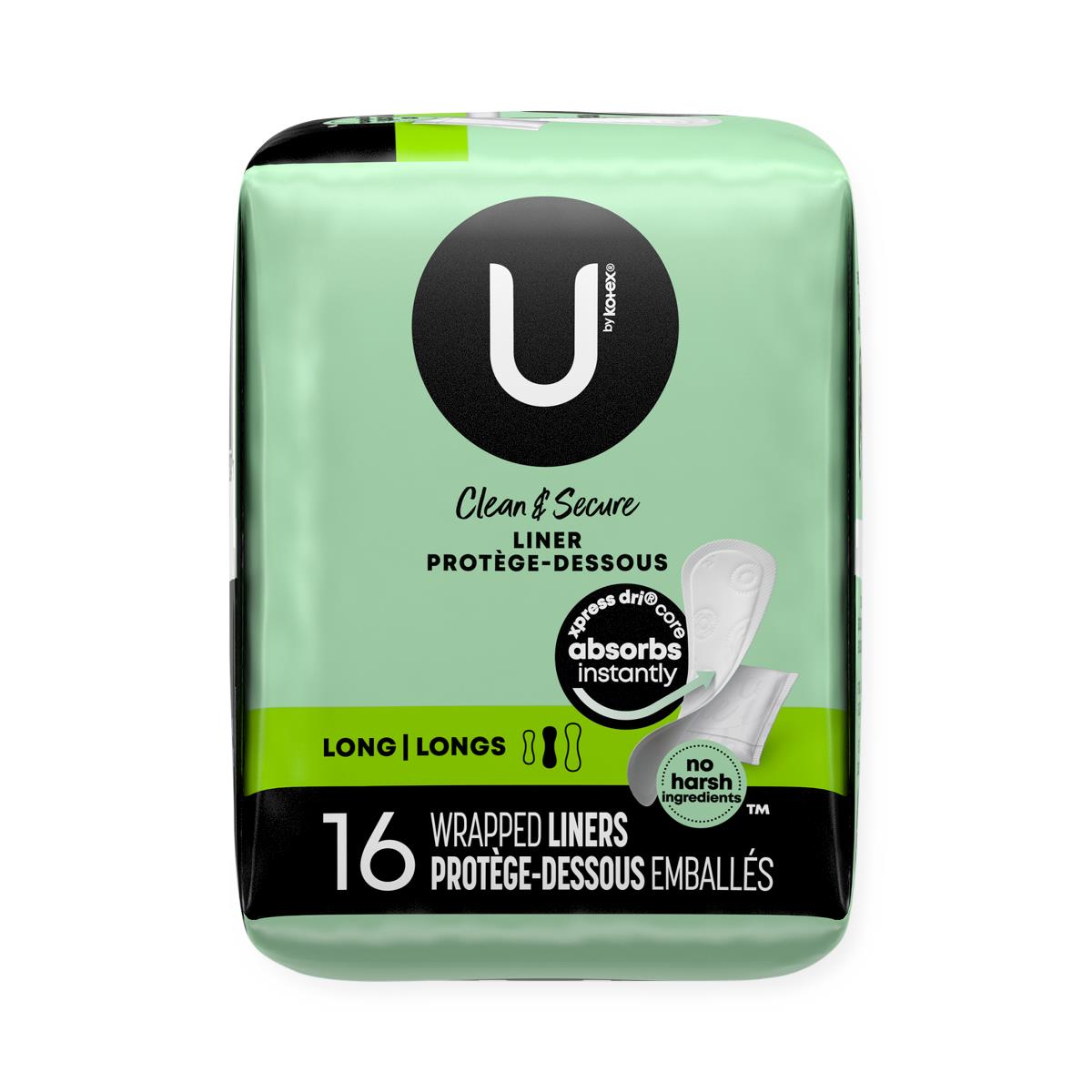 U by Kotex Clean + Secure Panty Liners | Medline