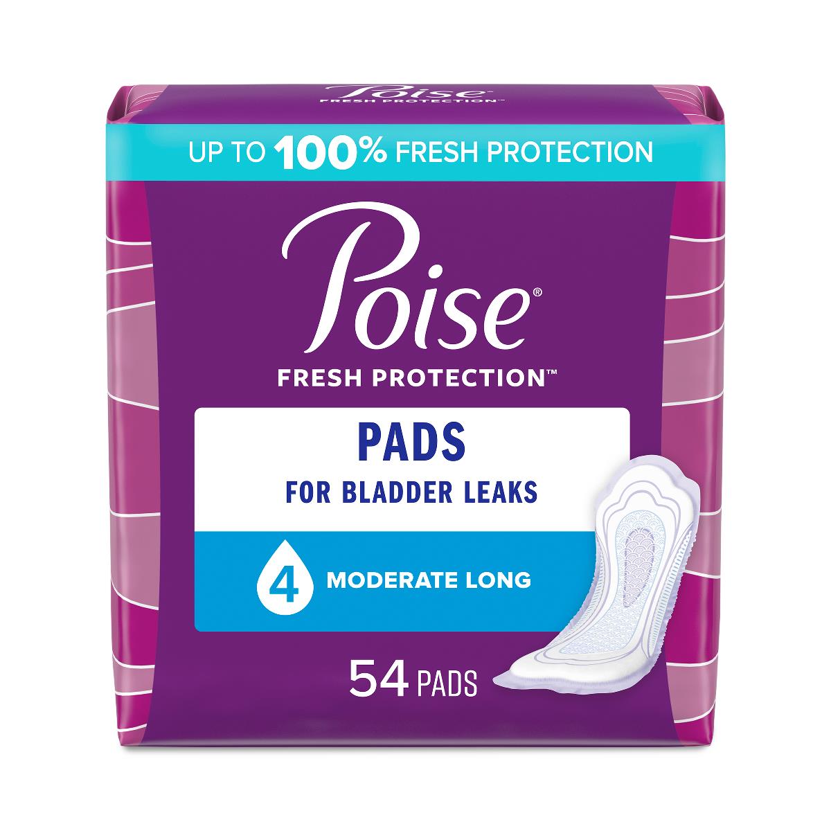 Poise Long Moderate Absorbency Pads | Medline