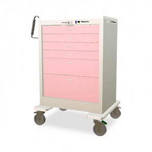 Pink Steel Medical Carts with 6 Drawers | Medline