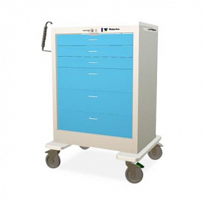 Light Blue Steel Anesthesia Carts with 6 Drawers | Medline Industries, Inc.