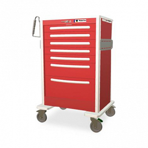Red Aluminum Emergency Carts with 7 Drawers | Medline