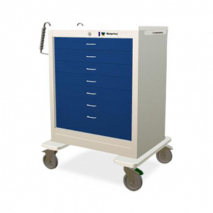 Dark Blue Steel Anesthesia Carts with 7 Drawers | Medline Industries, Inc.