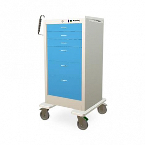 Electric Blue Steel Medical Carts with 6 Drawers | Medline