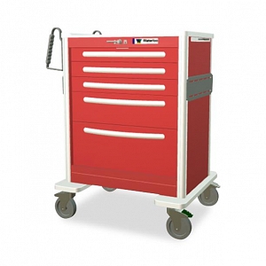 Red Aluminum Emergency Carts with 5 Drawers | Medline Industries, Inc.