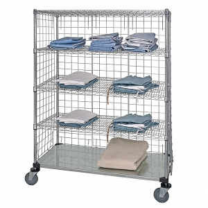 3-Sided Linen Carts with 1 Solid and 4 Wire Shelves | Medline ...