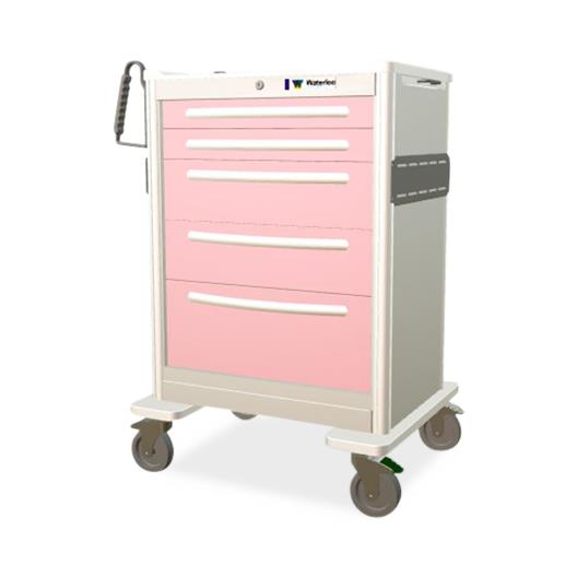 Pink Aluminum Medical Carts with 5 Drawers | Medline