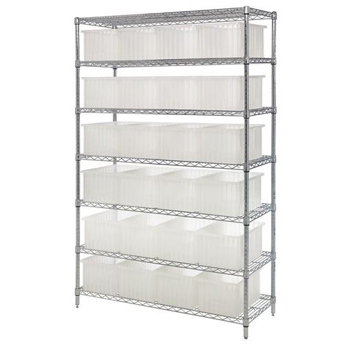 Wire Shelving Units with Clear Divider Bins | Medline