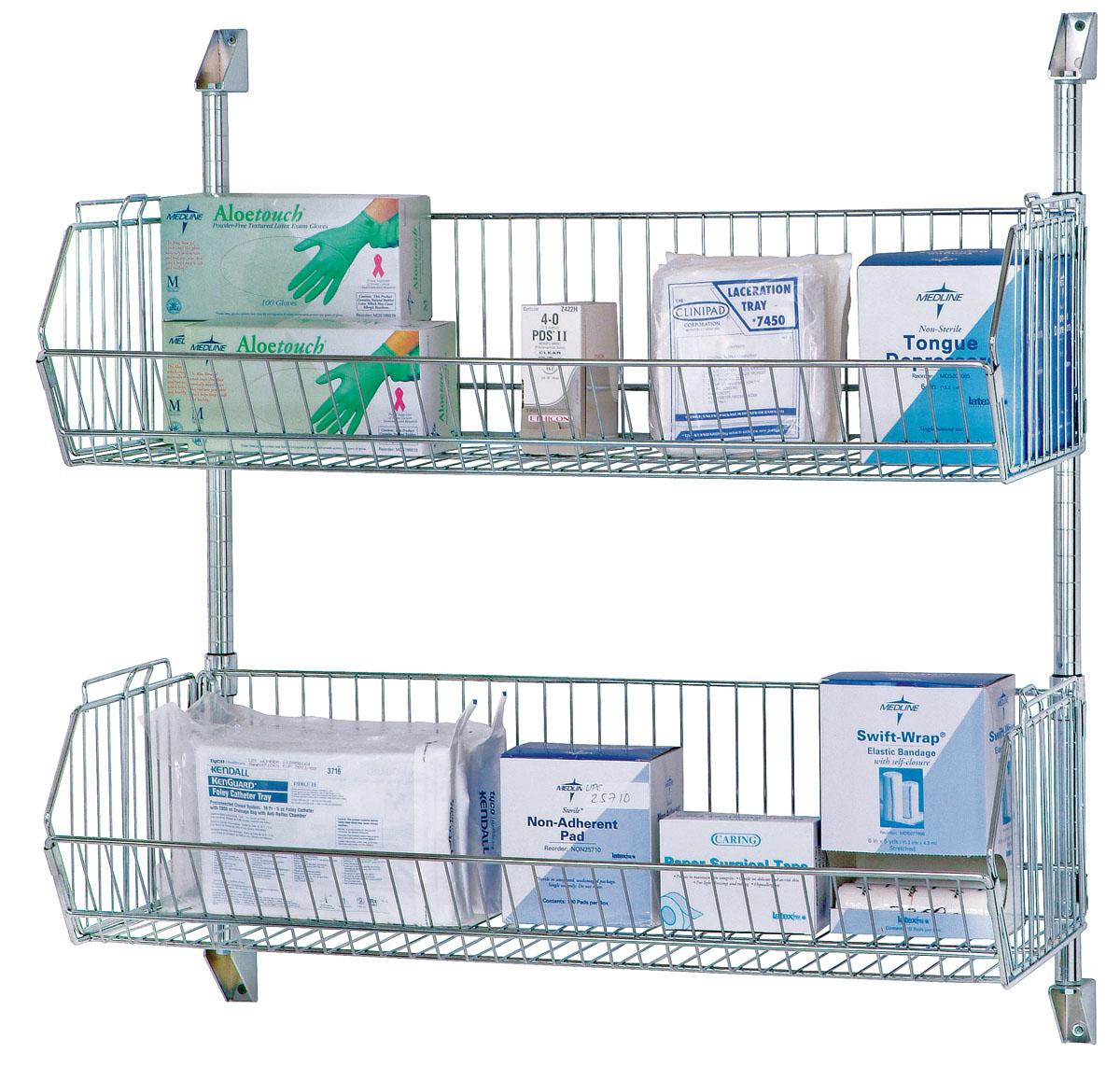 Wire Post Wall Mount Cantilever with Baskets | Medline