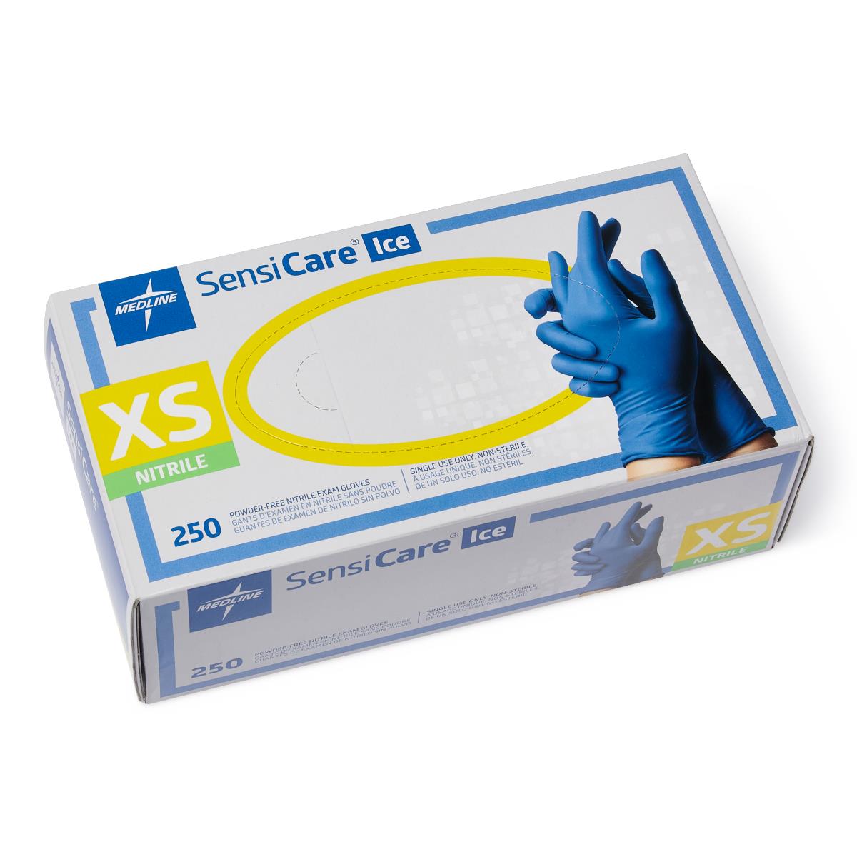 SensiCare Ice Blue Powder-Free Nitrile Exam Gloves | Medline