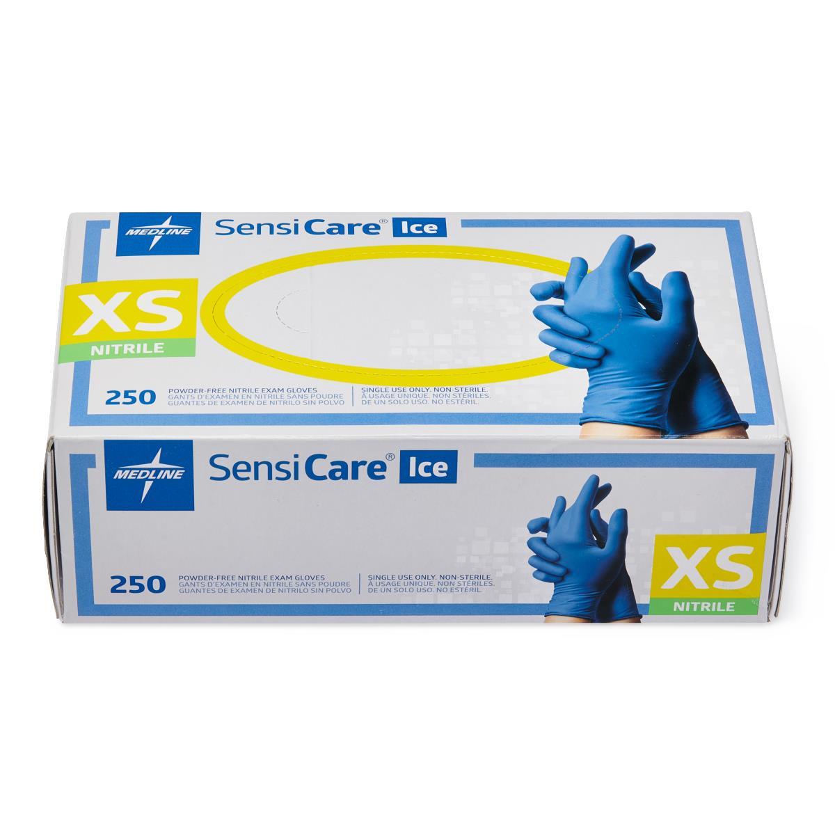 SensiCare Ice Blue Powder-Free Nitrile Exam Gloves | Medline