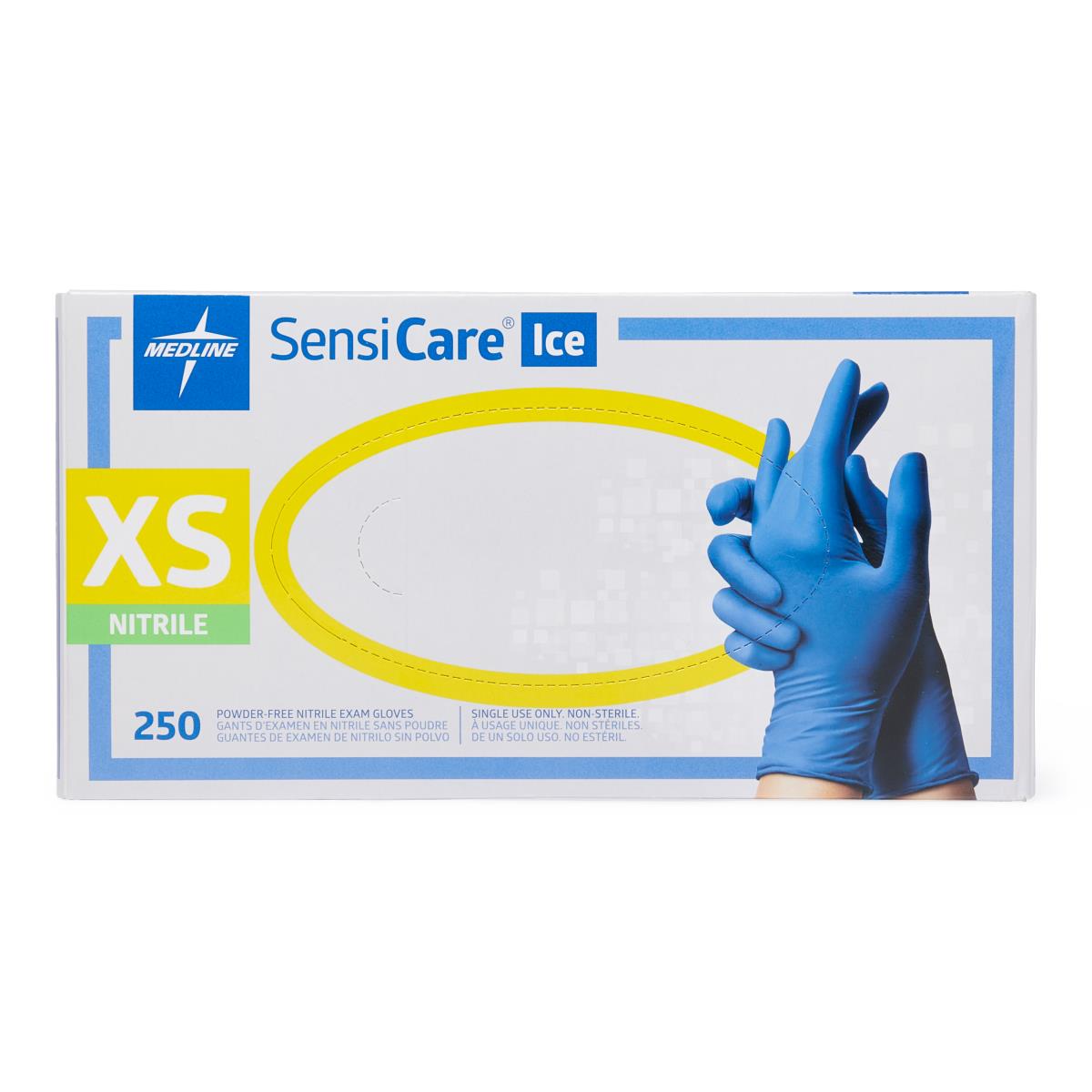 SensiCare Ice Blue Powder-Free Nitrile Exam Gloves | Medline