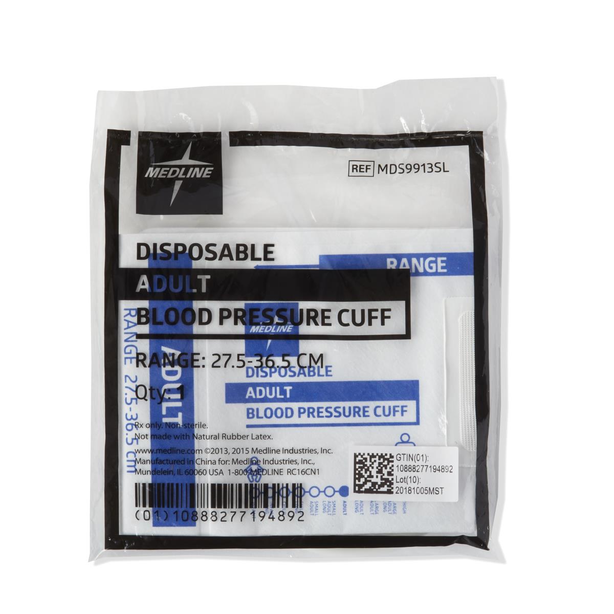 Medline Disposable 1-Tube BP Cuffs with Luer Slip Connector | Medline