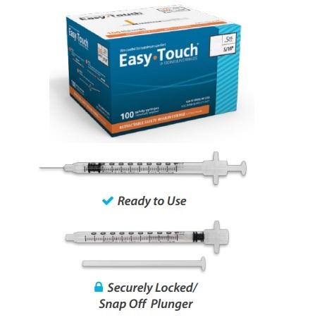 EasyTouch SheathLock Safety Insulin Syringes with Needle | Medline