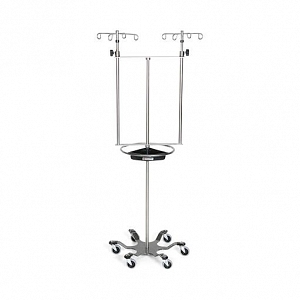 Double IV Pole with Steering Wheel and Tray | Medline