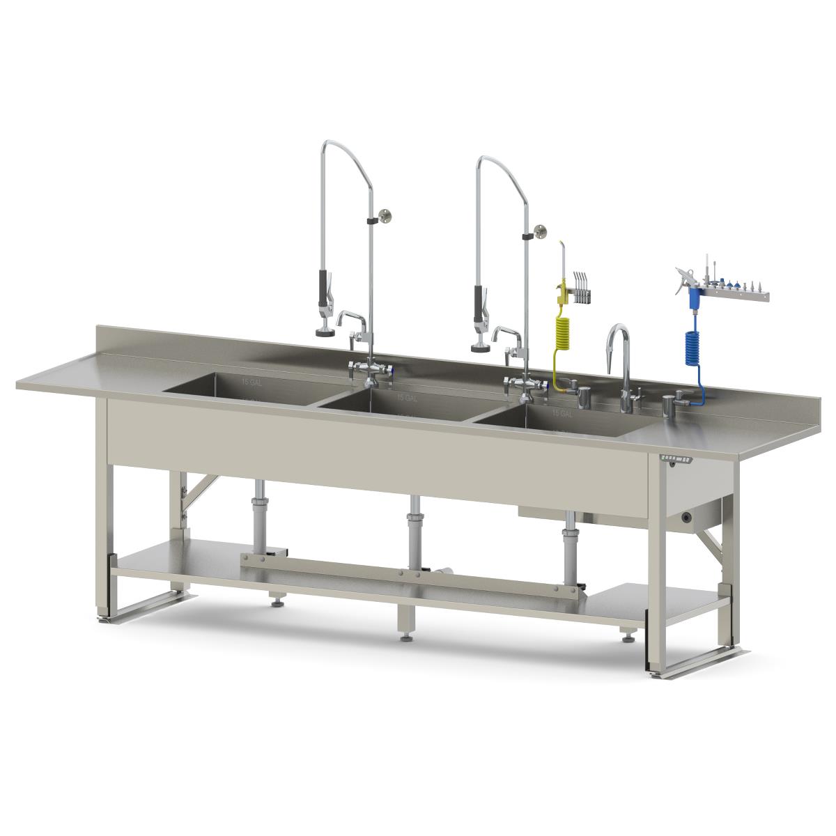 Height-Adjustable Pipe Base Processing Sinks | Medline