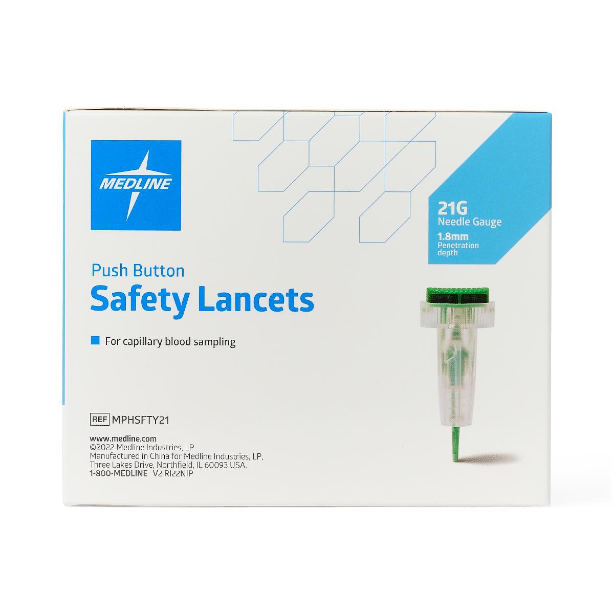 Medline Push Button Safety Lancets | Medline