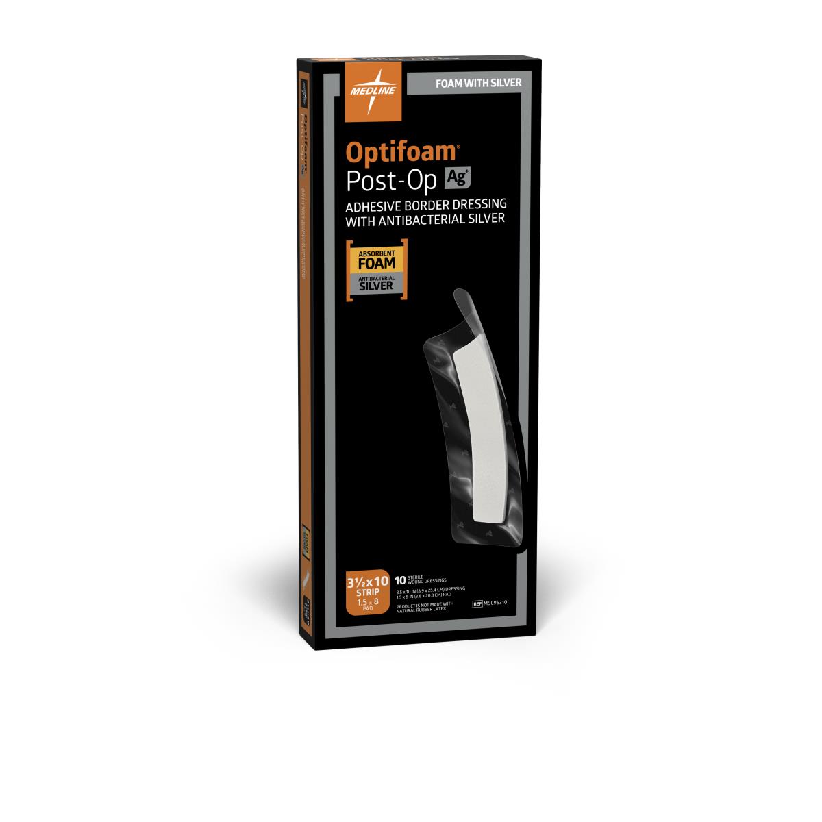 Optifoam Ag+ Post-Op Foam Wound Dressings with Adhesive Border | Medline