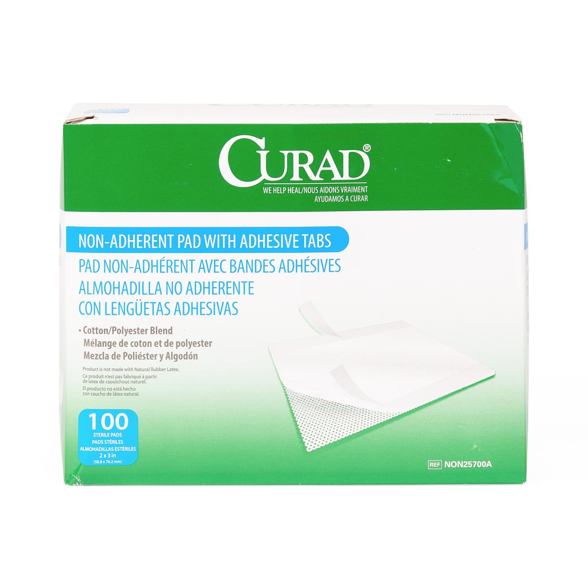 CURAD Sterile Nonadherent Pads with Adhesive Tabs | Medline