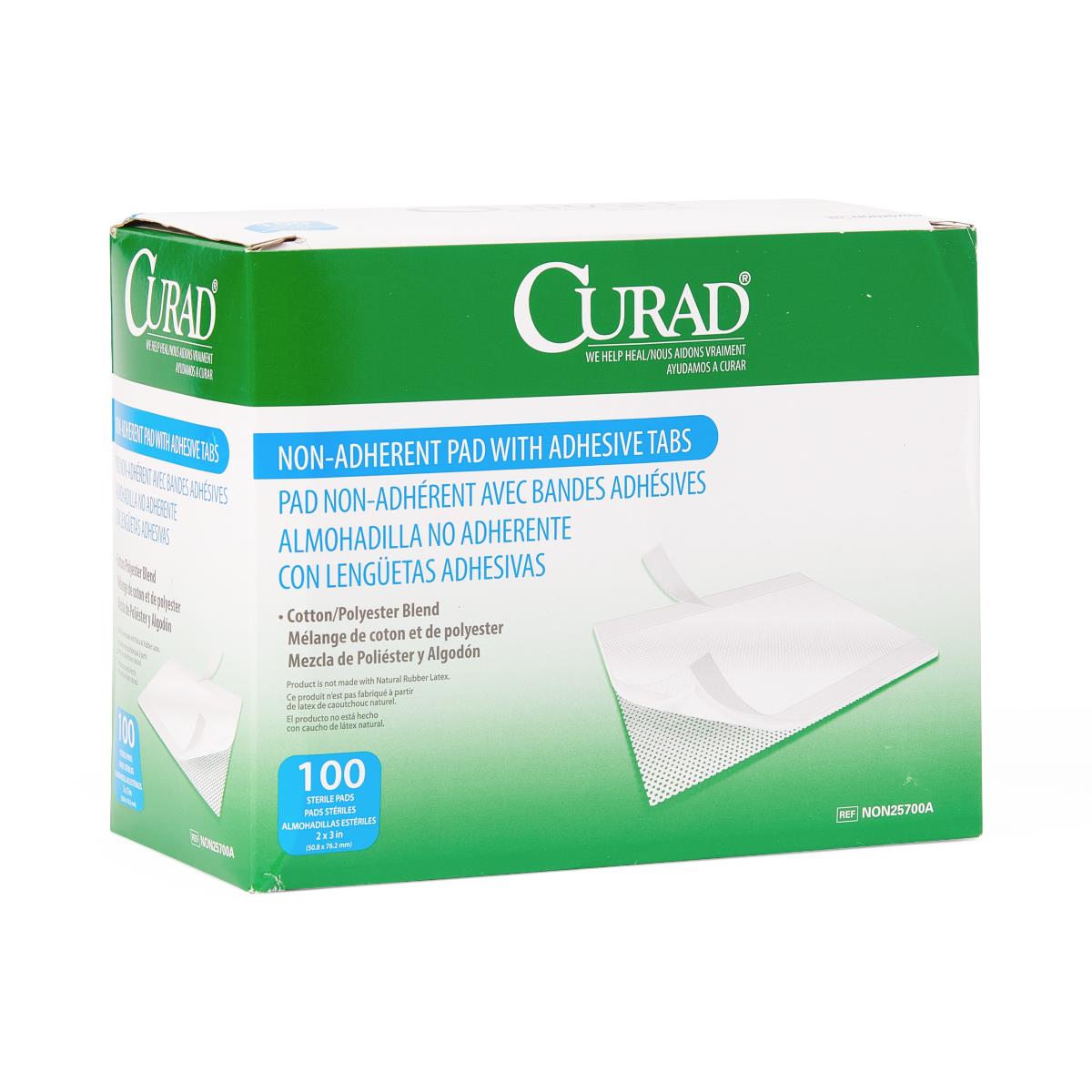 CURAD Sterile Nonadherent Pads with Adhesive Tabs | Medline