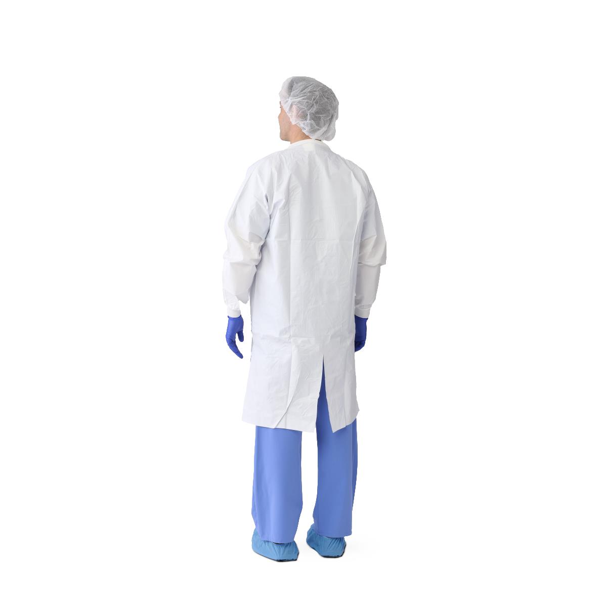 Medline Disposable Breathable Fluid-Resistant Snap Lab Coats | Medline
