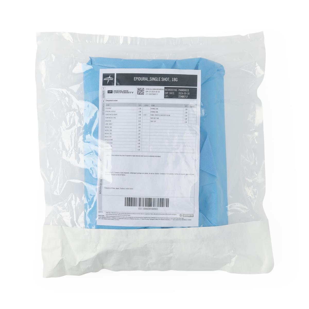 Single Shot Epidural Trays without Pharmaceuticals | Medline