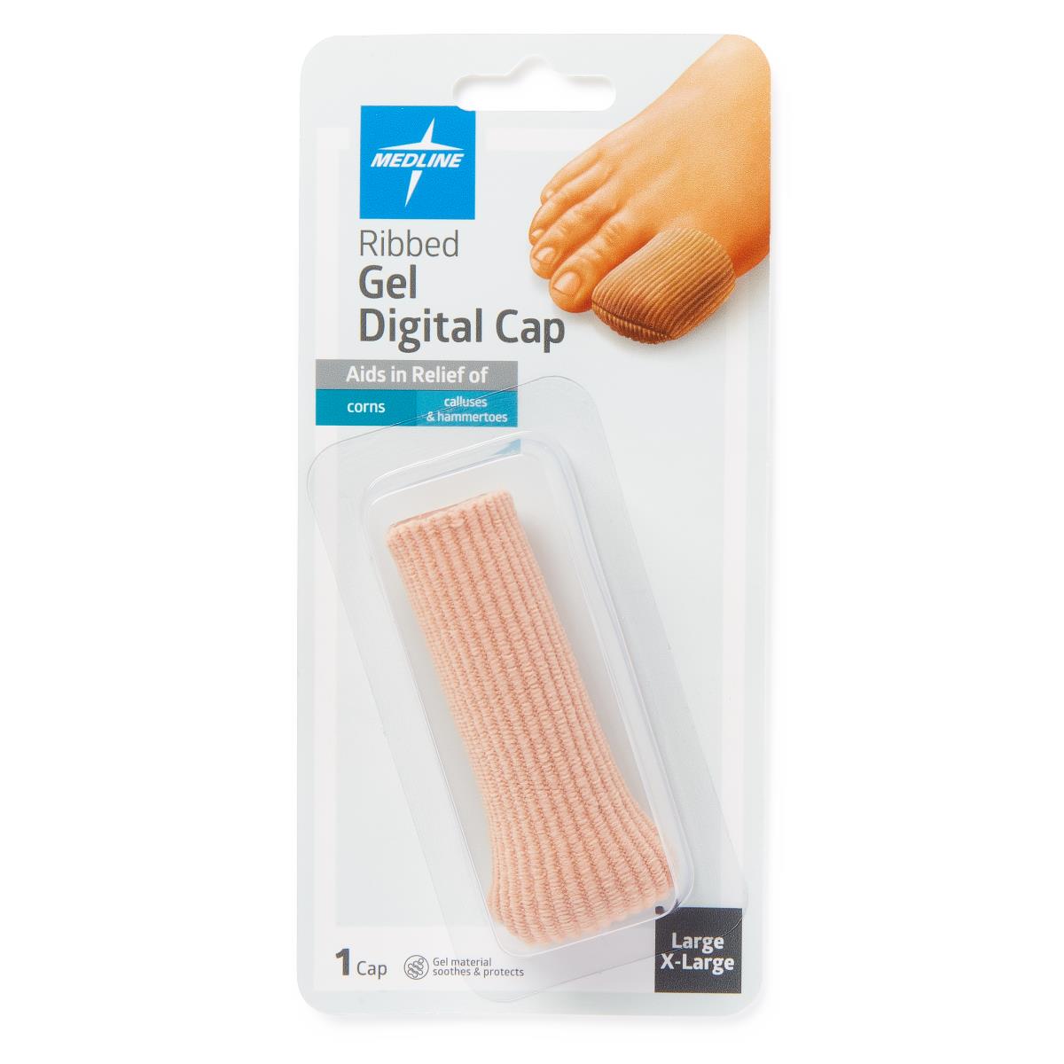 Medline Gel Ribbed Digital Toe Caps | Medline