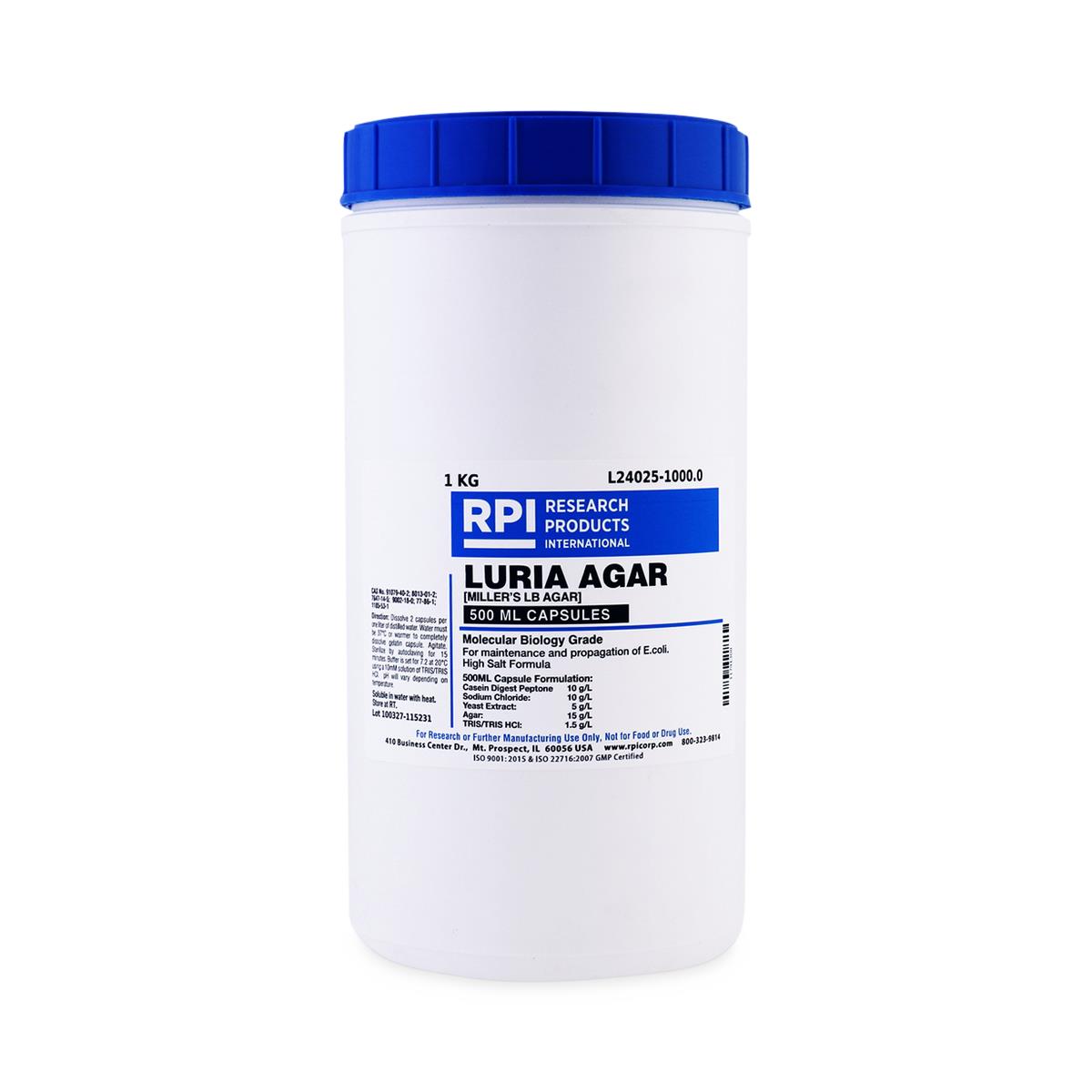 Prebuffered (Miller's Lb Agar) Luria Agars | Medline