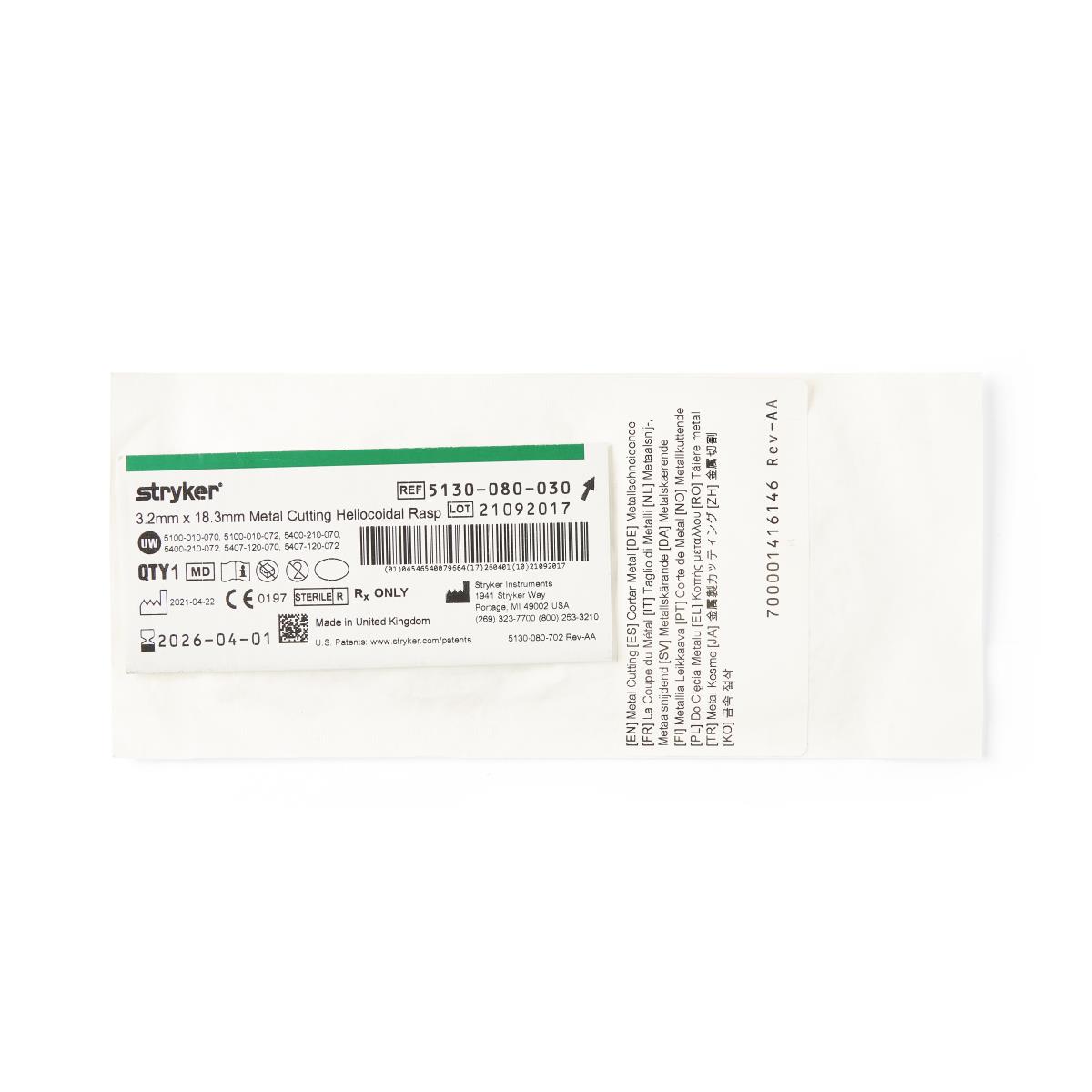 Stryker Heliocoidal Rasps | Medline