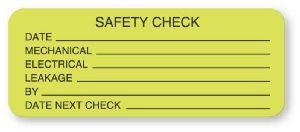 "Safety Check" Electrical Equipment Safety Labels | Medline Industries ...