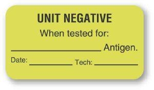 "Unit Negative When Tested For Antigen" Labels | Medline Industries, Inc.