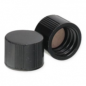 Wheaton Solid Black Phenolic Screw Caps with Rubber Liners | Medline