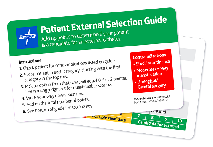 External urine catheter guide: Assess patients easily